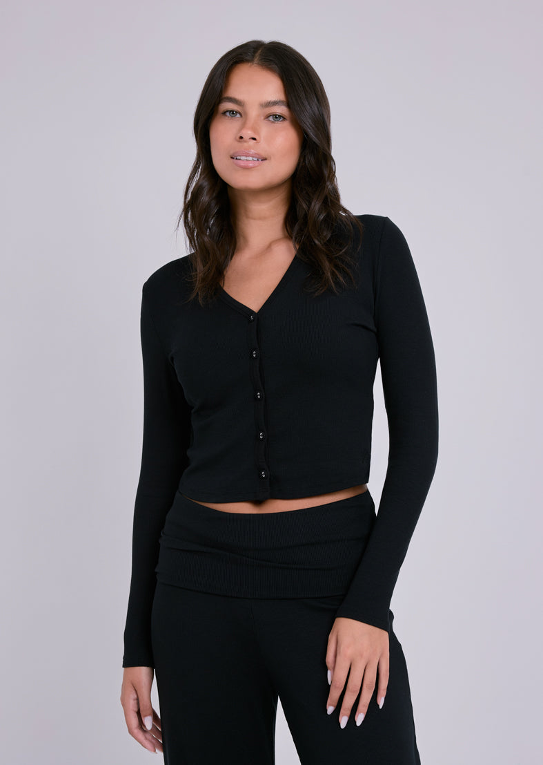 Women's V-Neck Cardigan Black – LC